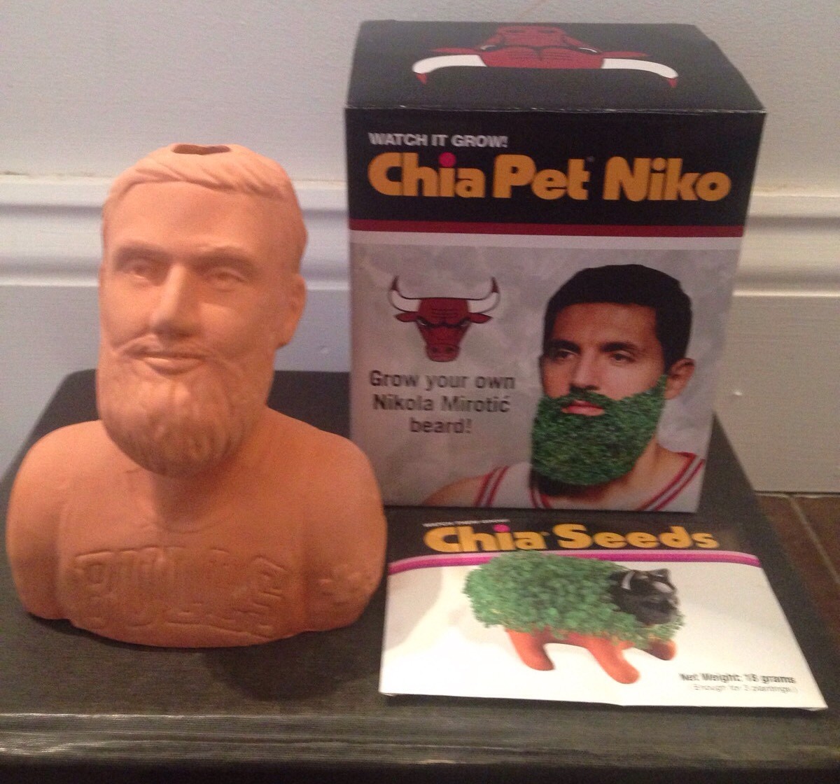 Nikola Mirotic Chicago Bulls SGA Chia Pet Niko Beard, NBA Montenegro | eBay