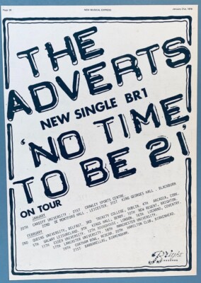 THE ADVERTS 1978 vintage UK POSTER ADVERT NO TIME TO BE 21 Gaye Advert ...
