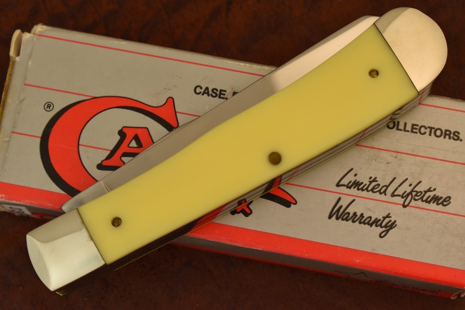 CASE XX USA SMOOTH YELLOW DELRIN FULL SIZE TRAPPER KNIFE 3254 CV 1992 ...