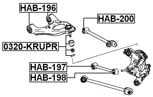 0320-KRUPR Febest BALL JOINT REAR UPPER ARM 52510-T2A-A00, 52520-T2A ...
