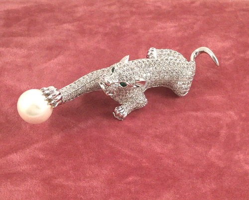 Vintage Jewelry Crystal Panther Leopard Pearl Brooch Antique Deco Jewellery | eBay Australia