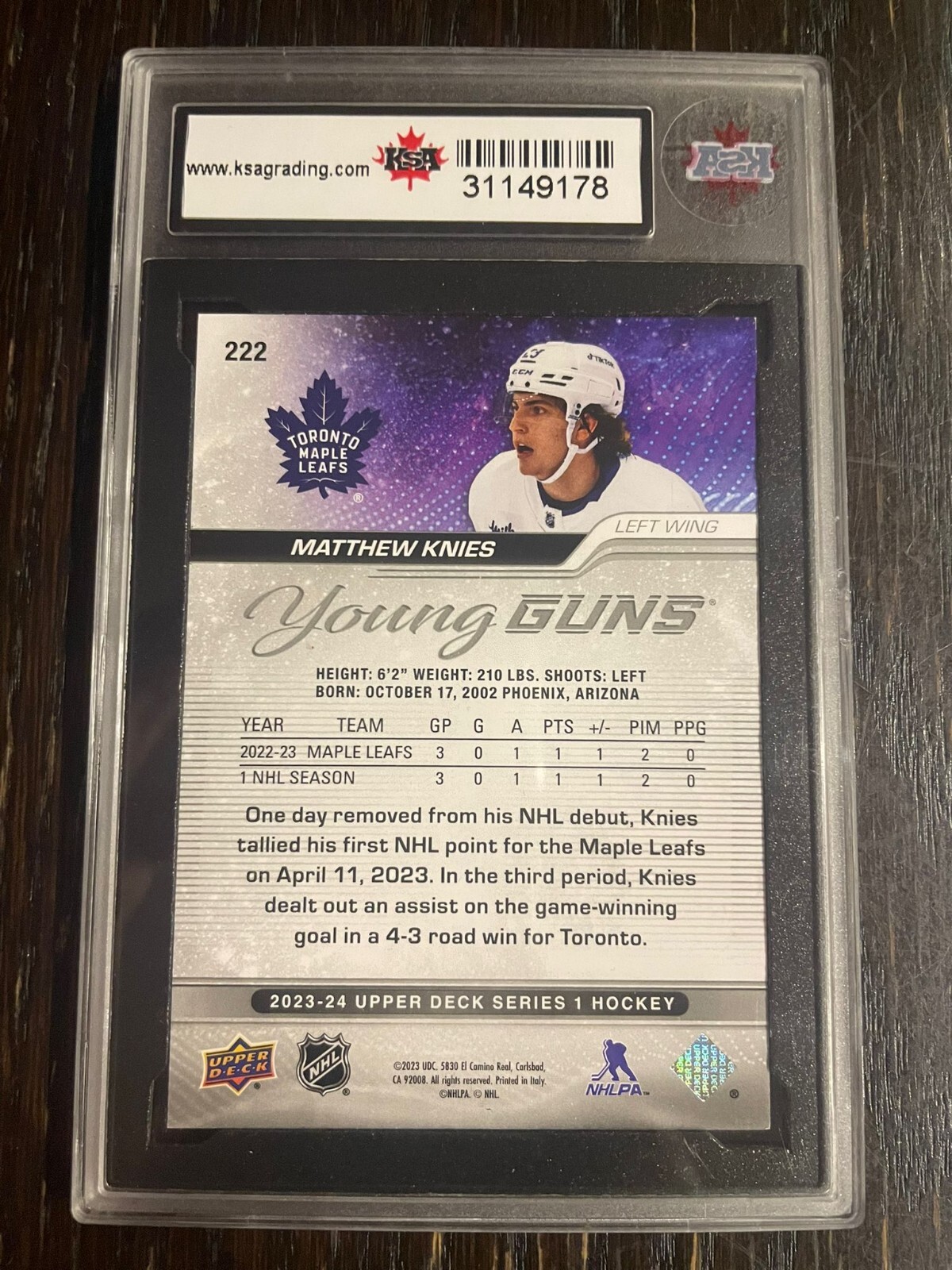 2023 2024 MATTHEW KNIES UPPER DECK YOUNG GUN /250 DELUXE AUTO IP ONE Of ...