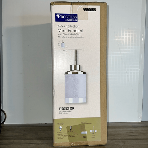 Progressive Lighting Alexa Collection Min Pendant Clear Etched Glass Bru Nickel | eBay