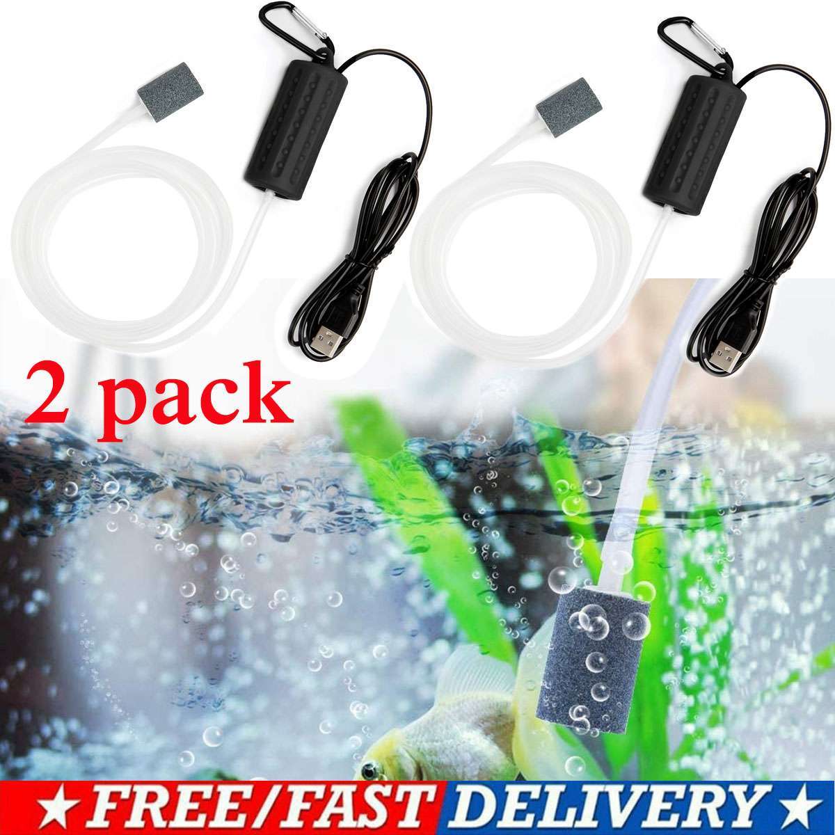 Mini 2pcs USB Air Pump Water Pump Oxygen Aerator Aquarium Fish Tank ...