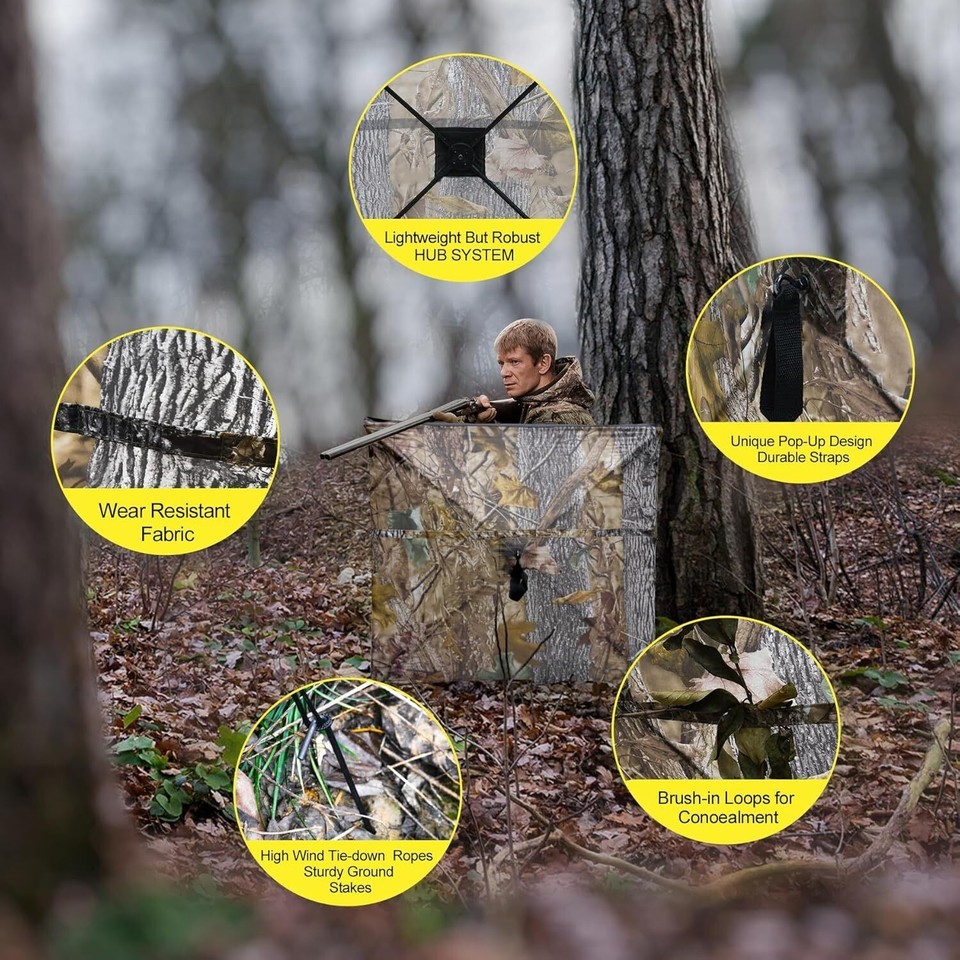 Pop Up Ground Blind Portable Hunting Blind for Duck Turkey Deer Hunting ...
