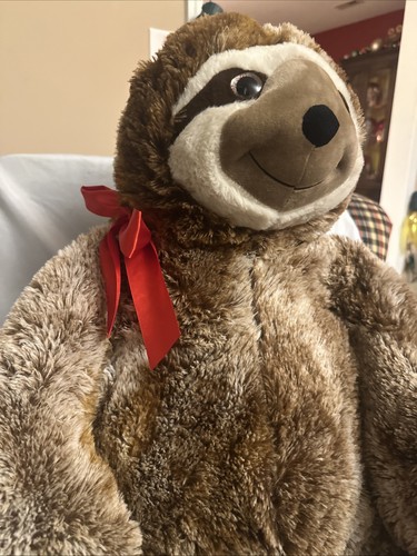 Walmart Sloth Plush Stuffed Animal With Red Ribbon Large Jumbo Soft | eBay