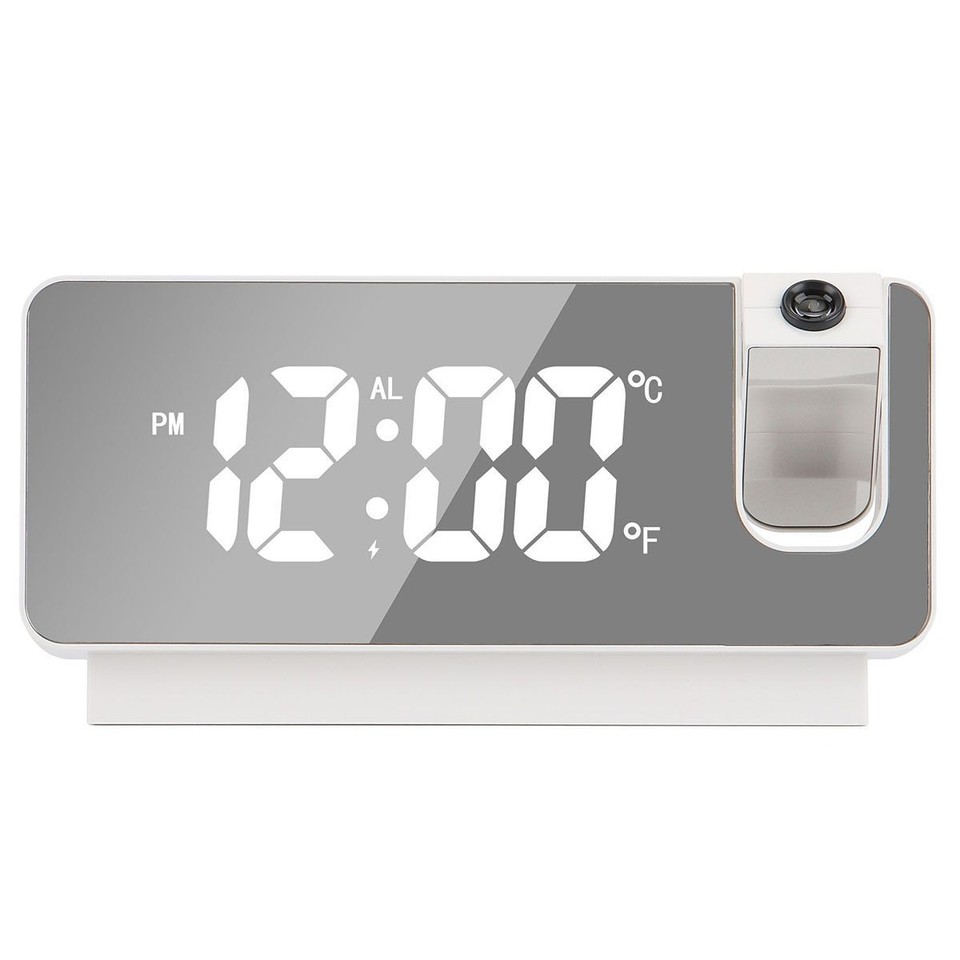 7.3" LED Digital Projector Projection Snooze Dual Alarm Clock Mirror ...