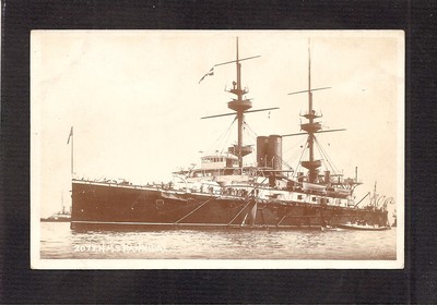 REAL-PHOTO POSTCARD: HMS HANNIBAL - BRITISH NAVY PRE-DREADNOUGHT ...