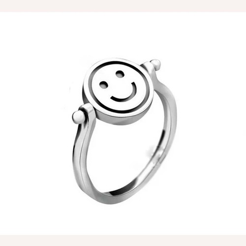 Solid 925 Sterling Silver Dual Face Spinner Ring Smile & Sad Faces Gift ...