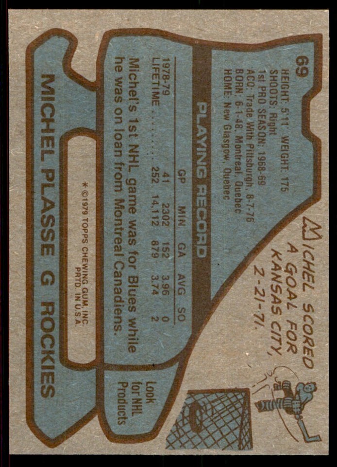 1979-80 Topps #69 Michel Plasse | eBay
