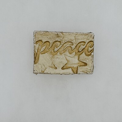 Peace Pin Brooch Stamped Polymer Clay Pinback White and Gold Holiday ...