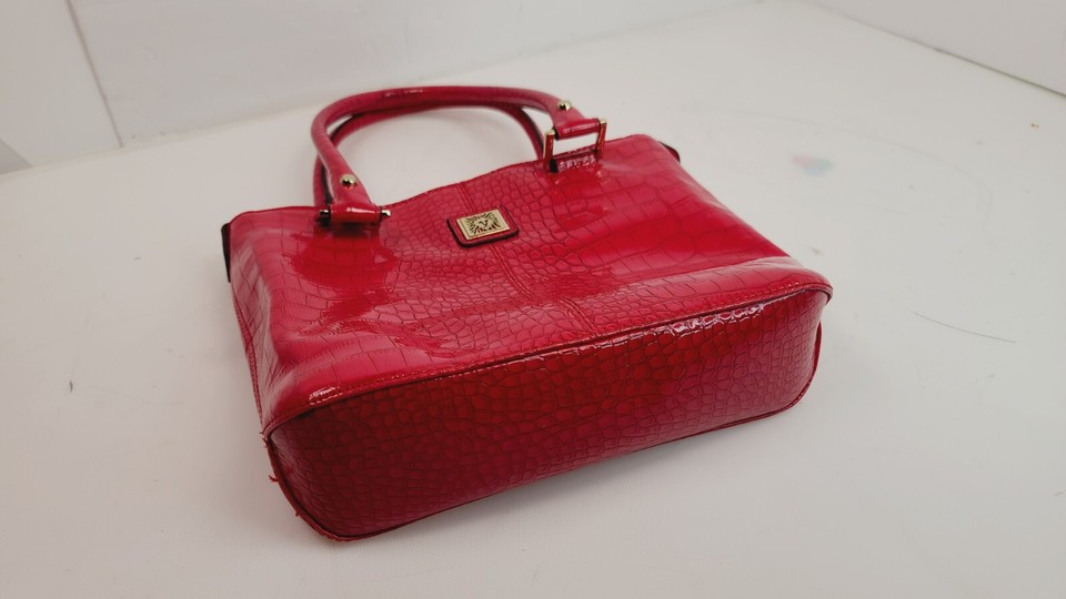 Anne Klein Red Embossed handbag Faux Leather bag | eBay