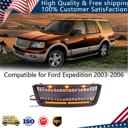 Front Grille Fits For Ford Expedition 2003-2006 Upper Grill With LED ...
