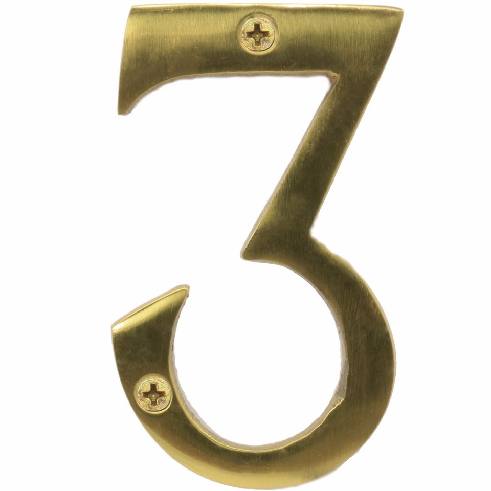 LARGE SOLID BRASS NUMBERS LETTERS WITH SCREWS 3/75mm House Home Front ...