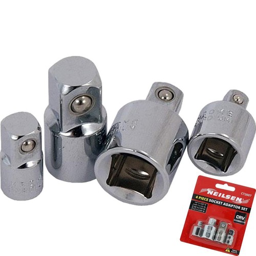 Neilsen 4pc Socket Converter Reducer Adapter Set 1/4" 3/8" 1/2" Step Up ...