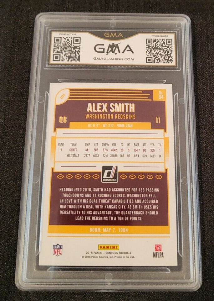2018 Alex Smith Dondruss Press Proof Blue #64 Card GMA Graded 8.5 NM ...