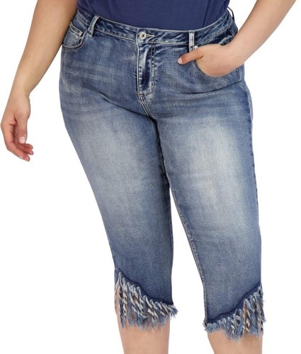 Size 16W Women’s Plus Size Frayed Hem Capri Pants Alivia Ford Curvy ...