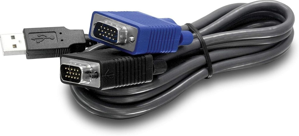 2-in-1 USB VGA KVM Cable, , VGA/SVGA HDB 15-Pin Male to Male, USB 1.1 ...