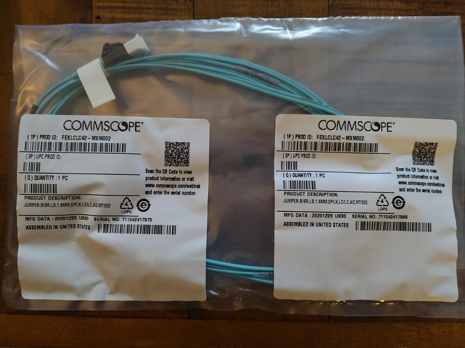 Commscope FEXLCLC42-MXM002 Jumper Risr Ls 1.6mm DPLX LC/LC AQ MT002 | eBay
