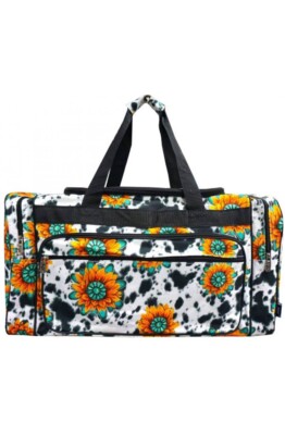 NGIL Canvas 23" Duffle Bag -SUNFLOWER COW Print -Tote -SLUMBER PARTY ...