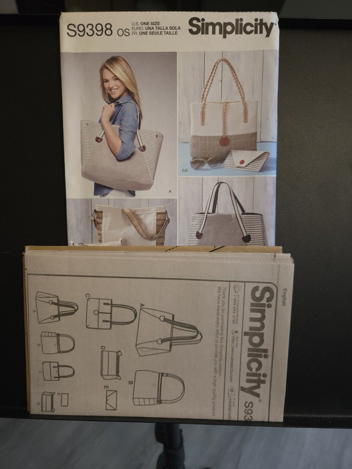 Simplicity 9398 Uncut Sewing Pattern Purse Handbag Tote Bag Cosmetic ...
