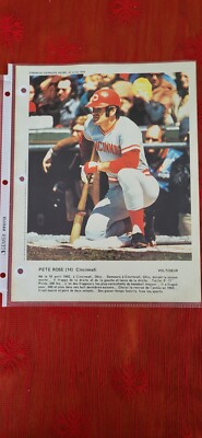 PETE ROSE POSTER COLOR 8 BY 11 inches CINCINNATI REDS 1973 DERNIERE ...