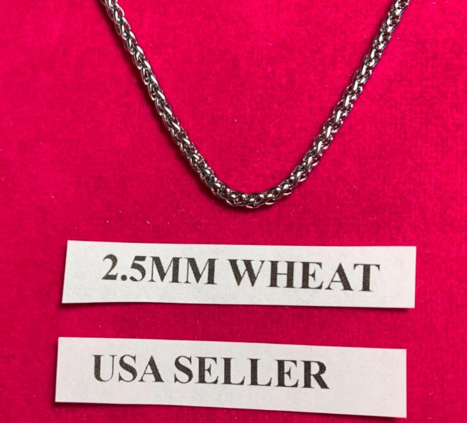 7"-44" 2.5mm STAINLESS STEEL SILVER BRAIDED WHEAT ROPE NECKLACE CHAIN ...
