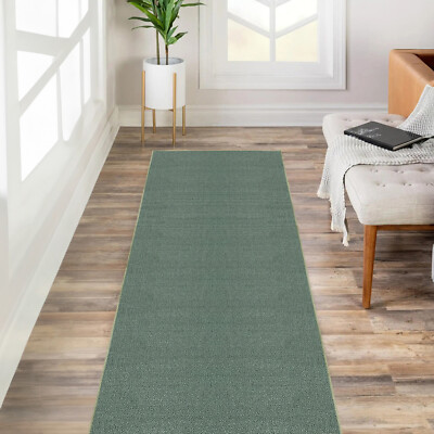 Custom Size SOLID TEAL GREEN Stair Hallway Runner Rug Non Slip Rubber ...