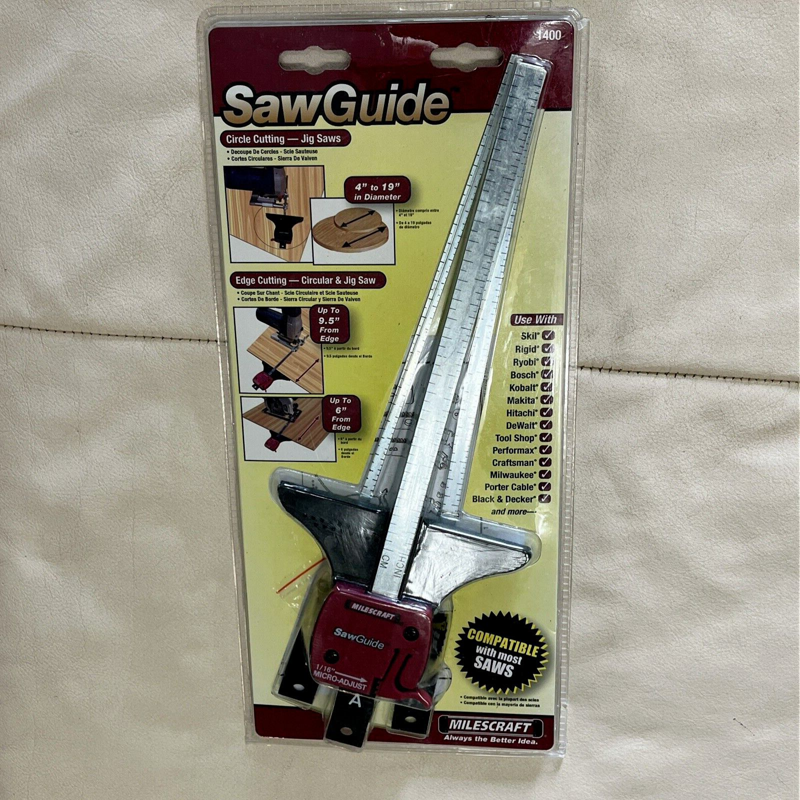 1400 Saw MILESCRAFT Guide for Circular Jig Saws Ridged Bosch Makita ...