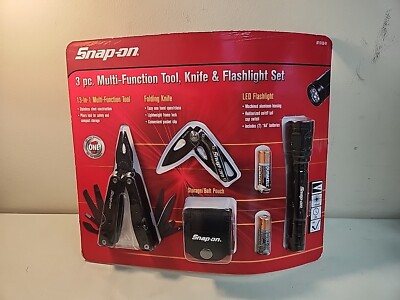 Snap-on 3 Piece Multi Tool, Folding Knife & Flashlight Set New Sealed ...