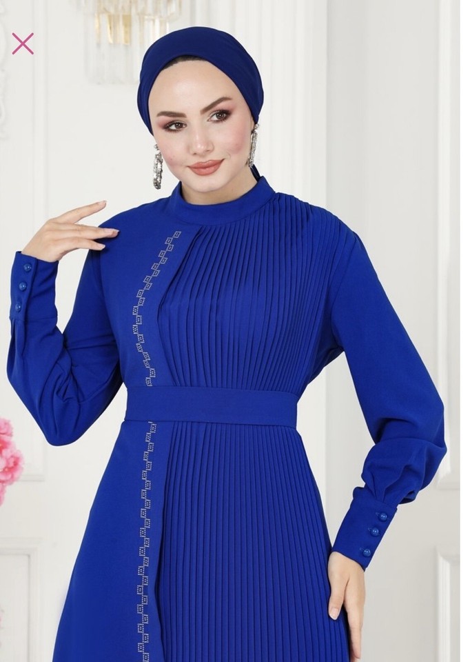 Women's Evening Dress Long Sleeve Maxi Turkish Dress Belted Moda Selvim ...