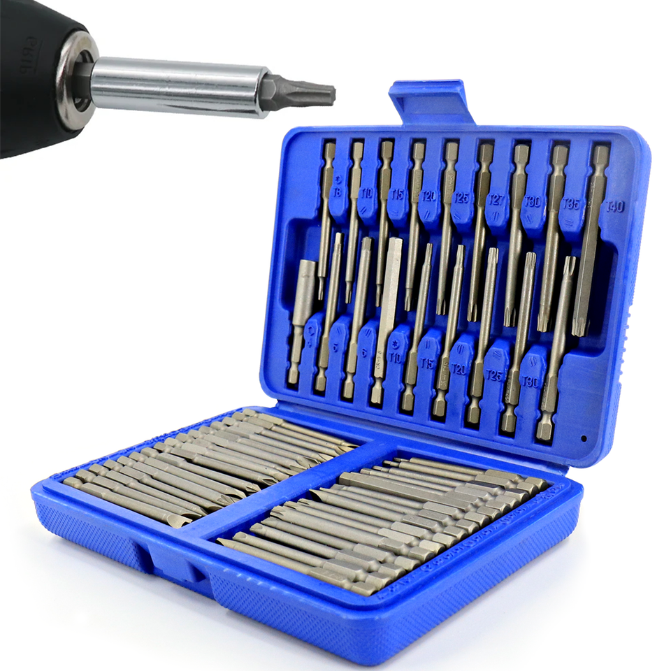 50pc Magnetic Screw Driver bit Set Extra Long Torx Hex Spline Star Pozi ...