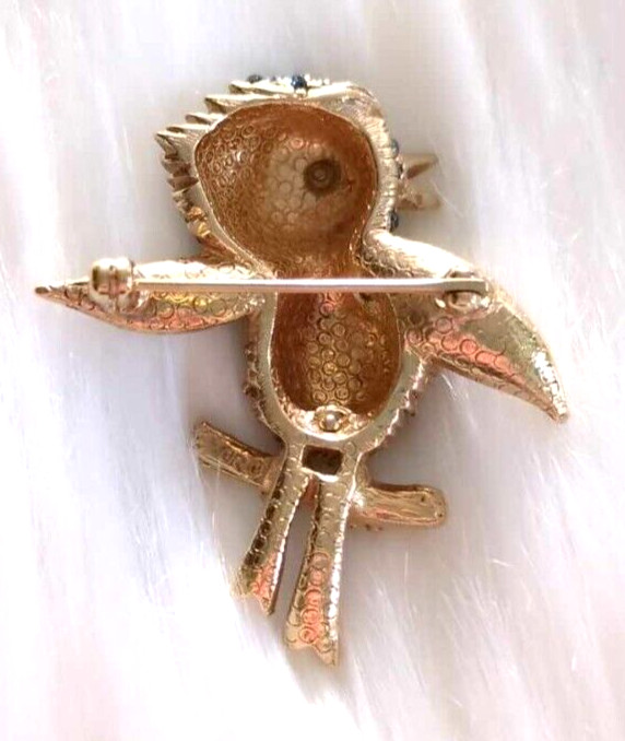 Vintage Signed Ciner Goldstone Bird Branch Pin Brooch… - Gem