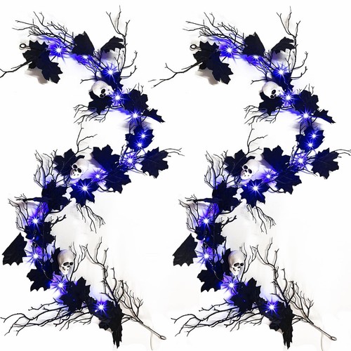 Halloween Black Garland with Timer 2 Pack 6 Feet Dead Branch Garland ...