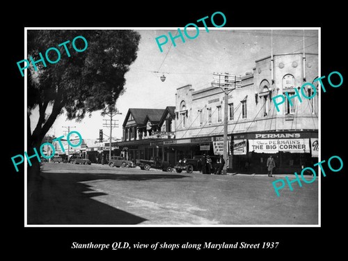 OLD POSTCARD SIZE PHOTO OF STANTHORPE QLD VIEW OF MARYLAND St SHOPS ...
