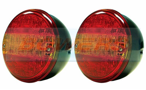 2x 12V/24V LED REAR ROUND HAMBURGER TAIL LAMP LIGHTS LORRY TRUCK CAR ...