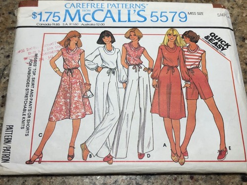 🦋 1977 McCALL'S #5579-LADIES COWL NECKLINE TOP-SKIRT-PANT-SHORTS ...