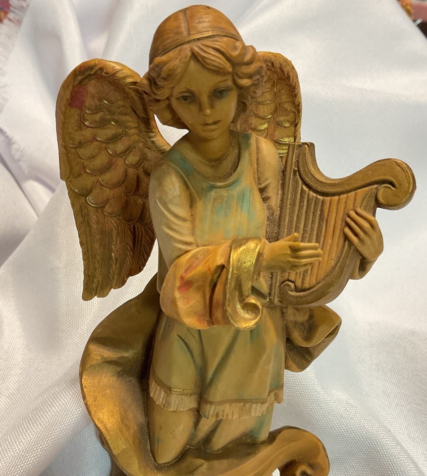 Depose Italy #251 Simonetti Resin Christmas Angel Playing Harp Figure Fontanini | eBay