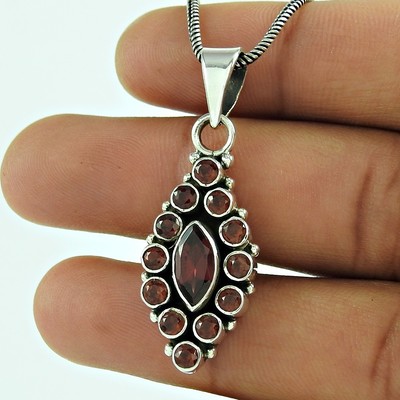 Marquise Root Chakra Garnet Stone Solid Silver Sister Bezel Elegant New Pendant | eBay Australia