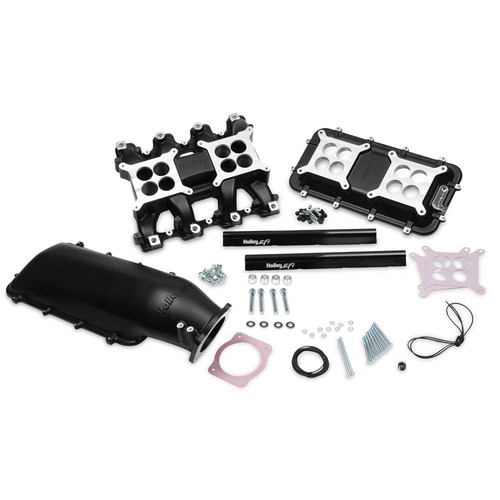 Holley Intake Manifold 300-126BK; Mid Rise Black Aluminum for LS-Series ...