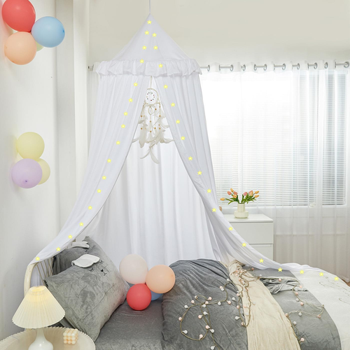 Bed Canopy for Girls Kids, Dreamy Frills Ceiling Hanging Princess ...
