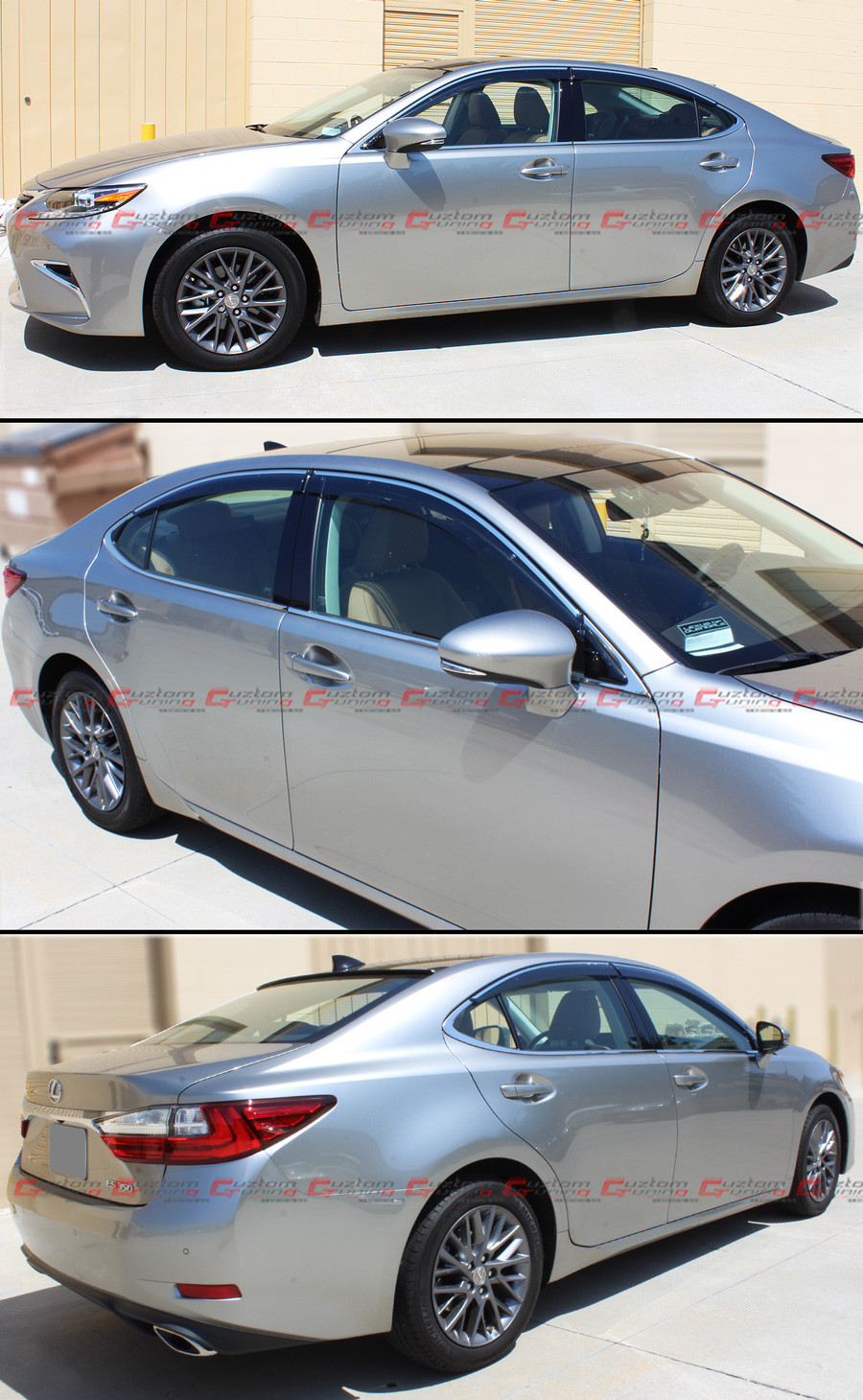 FOR 2013-18 LEXUS ES300 ES350H VIP CLIP-ON SMOKE TINTED WINDOW VISOR ...