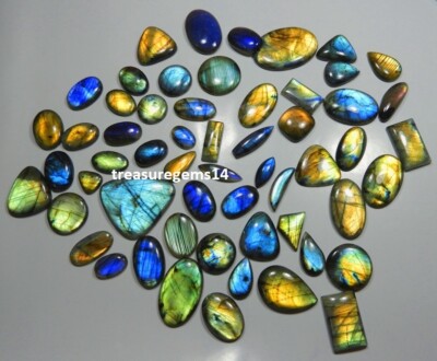 4000 Crt WHOLESALE LOT 100% NATURAL MULTI FIRE LABRADORITE MIX CABOCHON ...