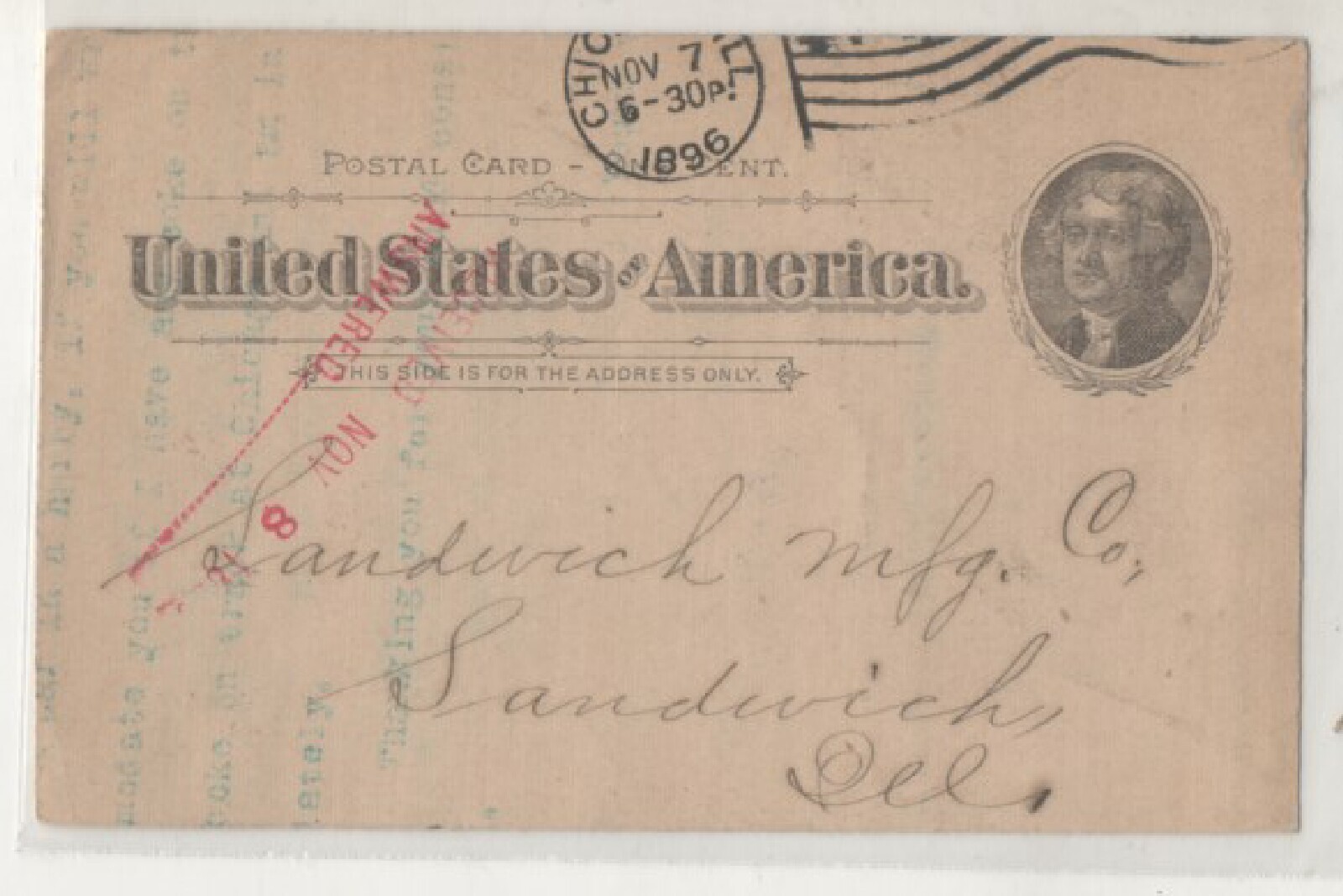 Postcard Receipt For Sandwich Mfg. Co From C.K.Pttman 1896 | eBay