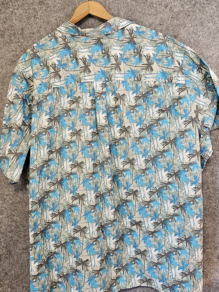 Oak Hill Hawaiian Shirt Men's 2XL Palm Tree Short Print Sleeve Beach ...