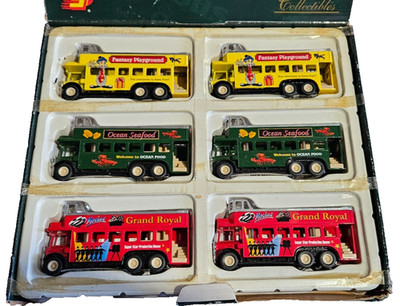 1 x display box of six Superior Diecast & Plastic open top buses bus ...