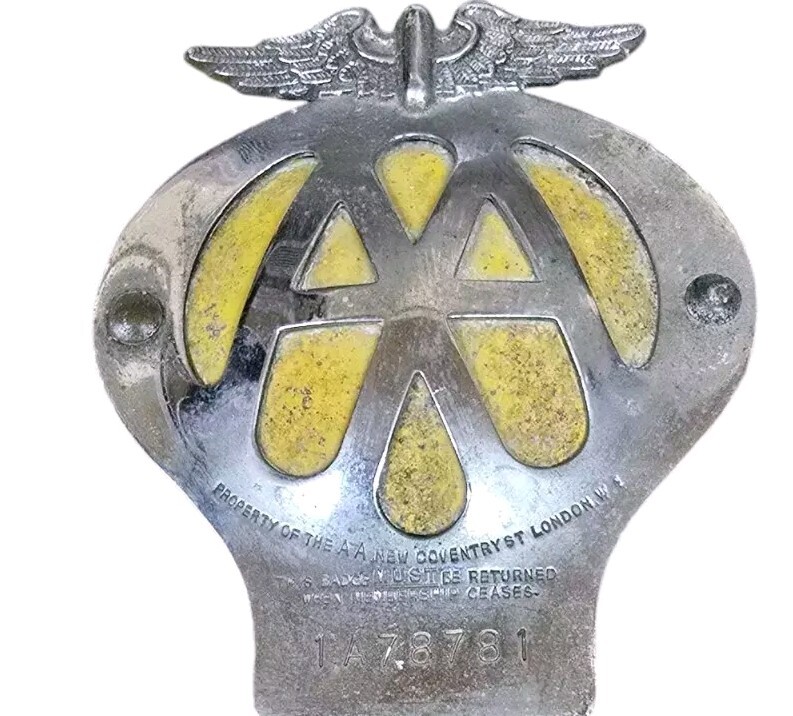 Vintage Mid-century AA Auto Club Car Badge New Coventry London With ...