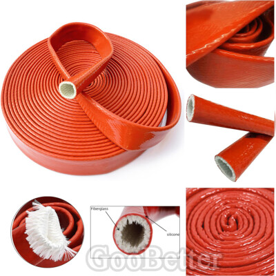 Red Fire Sleeve Braid Flame Heat Shield Protective for Oil Fuel Lines ...