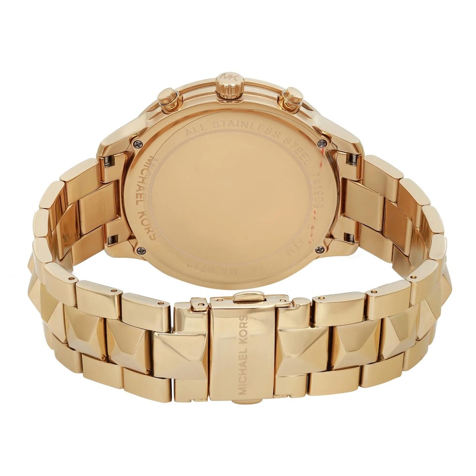 Michael Kors Runway Mercer Steel Gold-Tone Black Dial Mens Quartz Watch ...