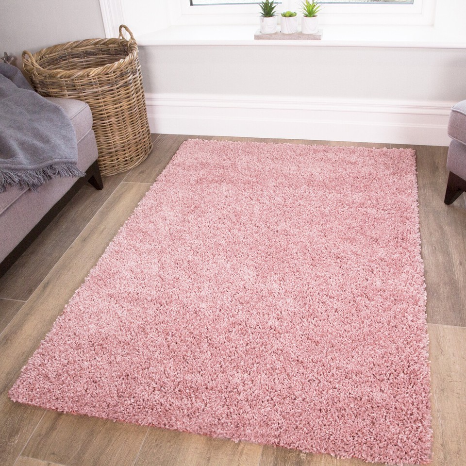 Soft Fluffy Shaggy Blush Baby Pink Cheap Girls Rugs Small Large Living ...